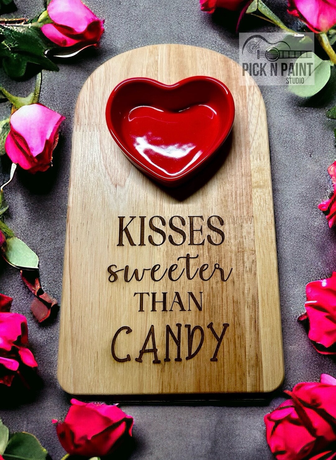 Kisses Sweeter Than Candy Serving Board, Laser Engraved Candy Cutting ...