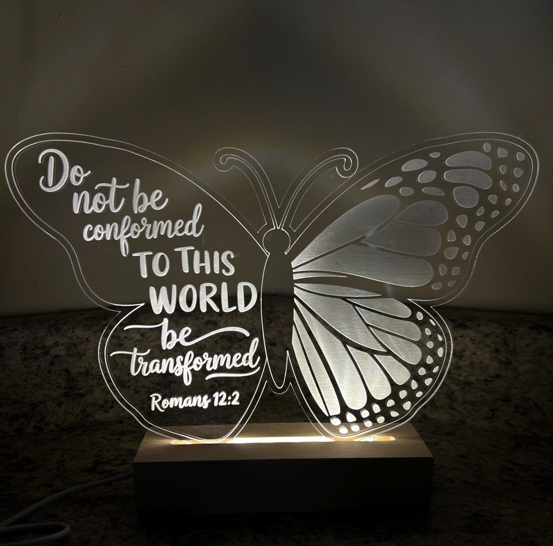Butterfly Bible Verse LED Light, Butterly Gift, Romans 12:2 Butterfly ...