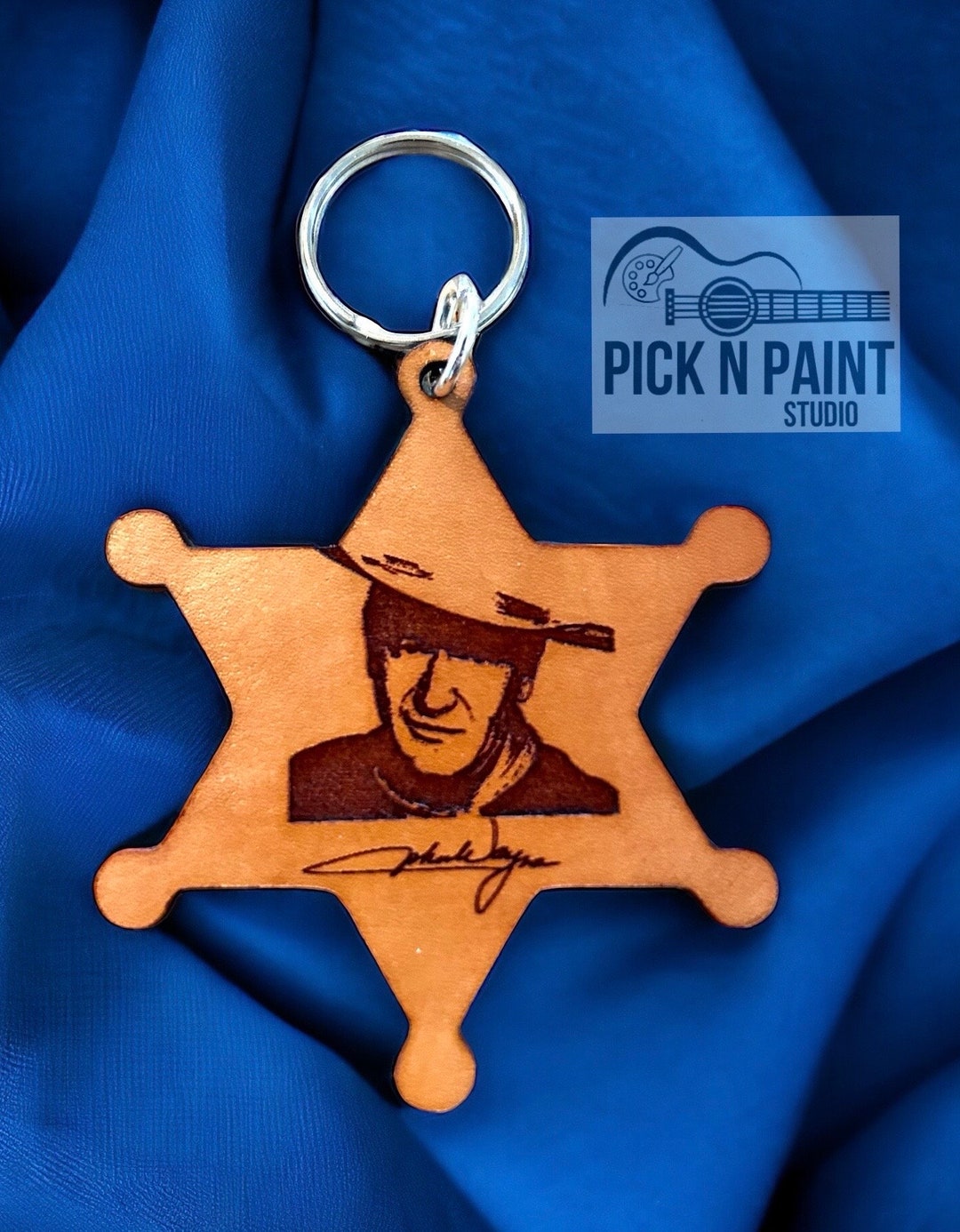 John Wayne Leather Keychain, John Wayne Star Keychain, Cowboy Gift, Six ...