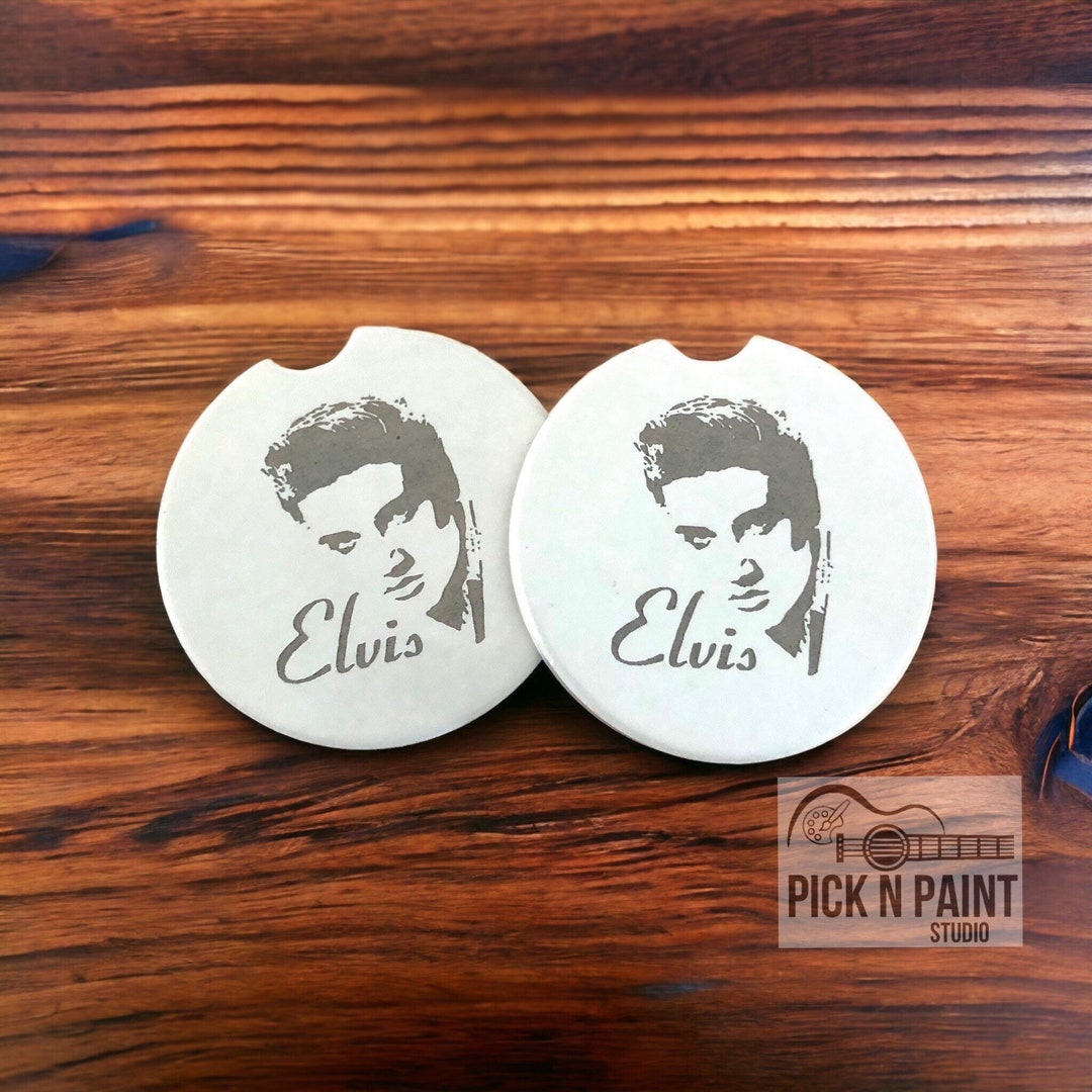 Elvis Car Coasters, Set of Two Car Coasters, Elvis Gifts, Laser ...