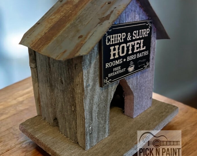 Chirp & Slurp Hotel Birdhouse, Funny Wooden Handmade Birdhouse ...