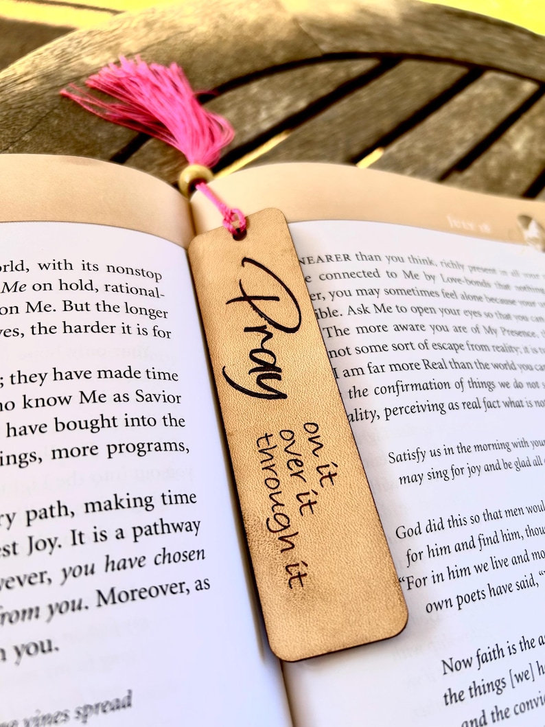 Pray Leather Bookmark, Pray on It Over It Through It Bookmark, Leather ...