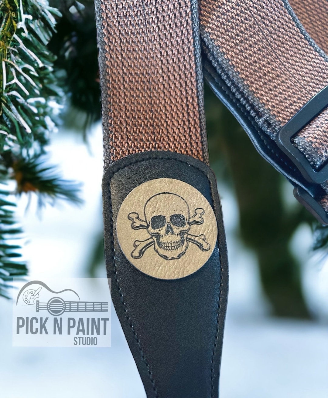 Skull Cotton Leather Guitar Strap, Skull Guitar Strap, Laser Engraved ...