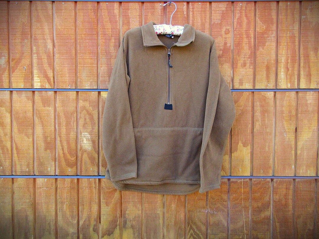 Vintage USMC Issue Polartec 1/2 Zip Fleece Pullover Brown Made in USA M ...