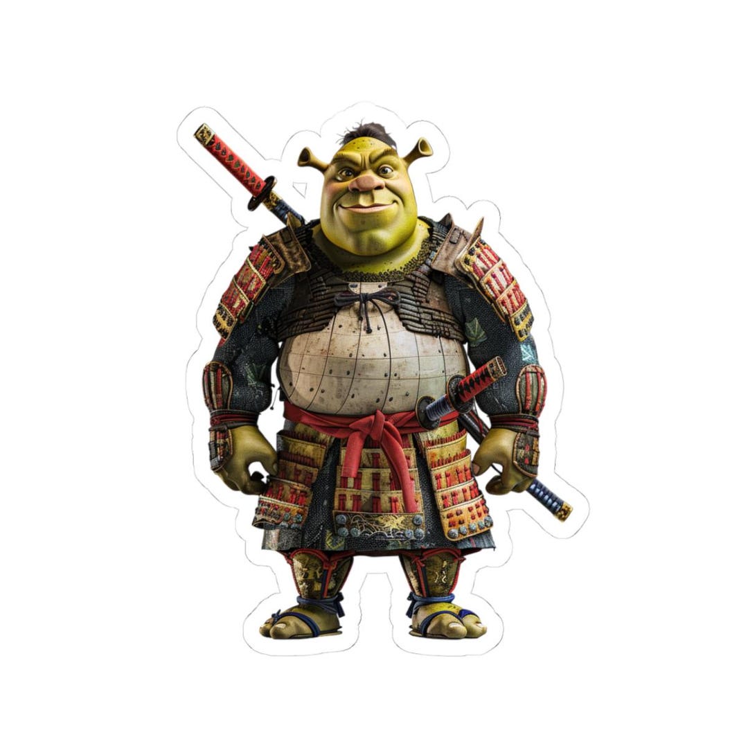 Samurai Shrek Kiss-cut Stickers, Decals, Anime Cartoon Sticker, Laptop ...