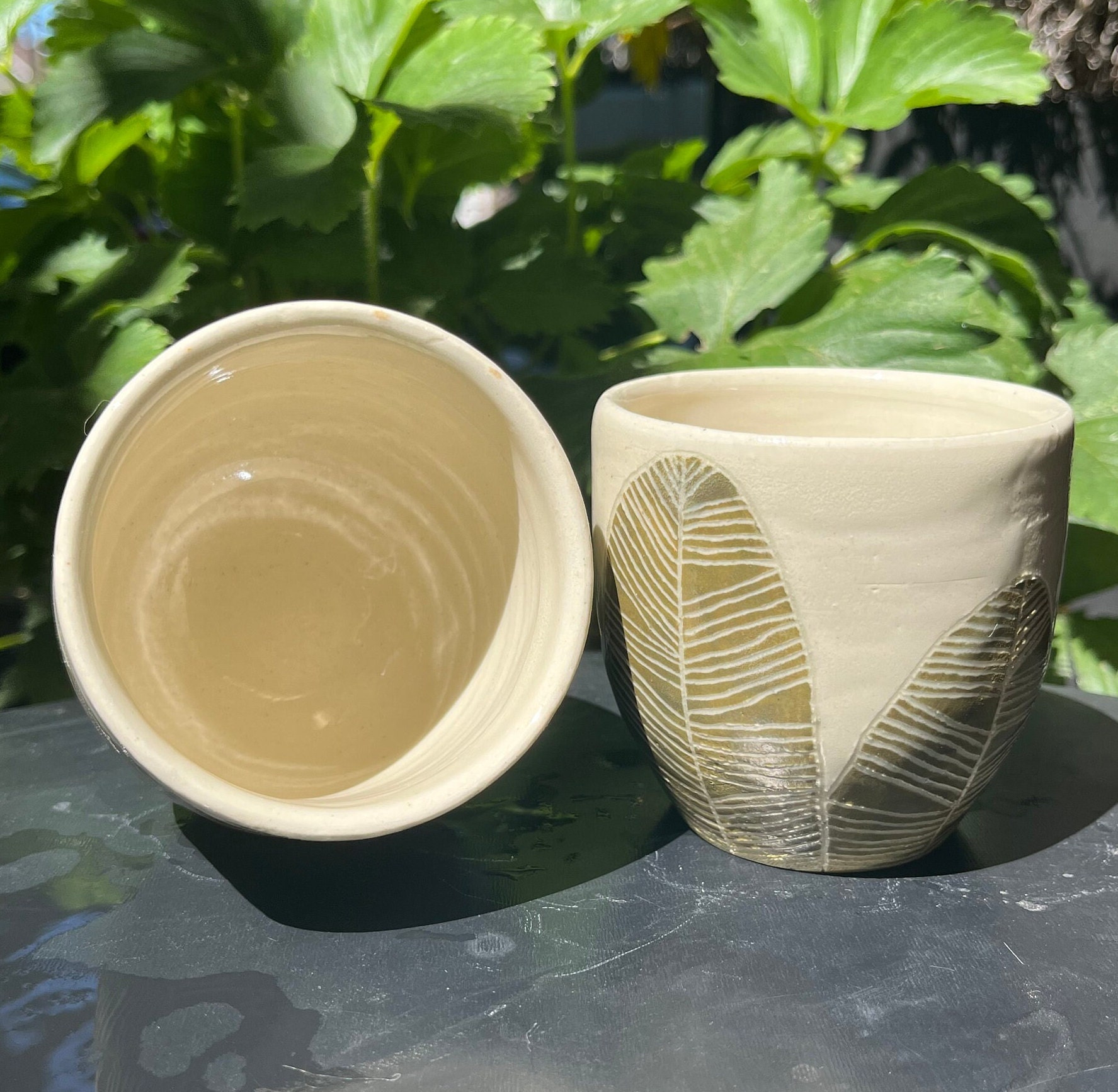 Two Leaf Inspired Handless Mugs/tumblers - Etsy