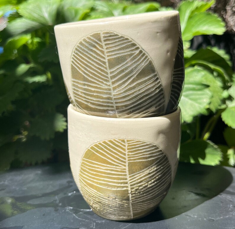 Two Leaf Inspired Handless Mugs/tumblers - Etsy