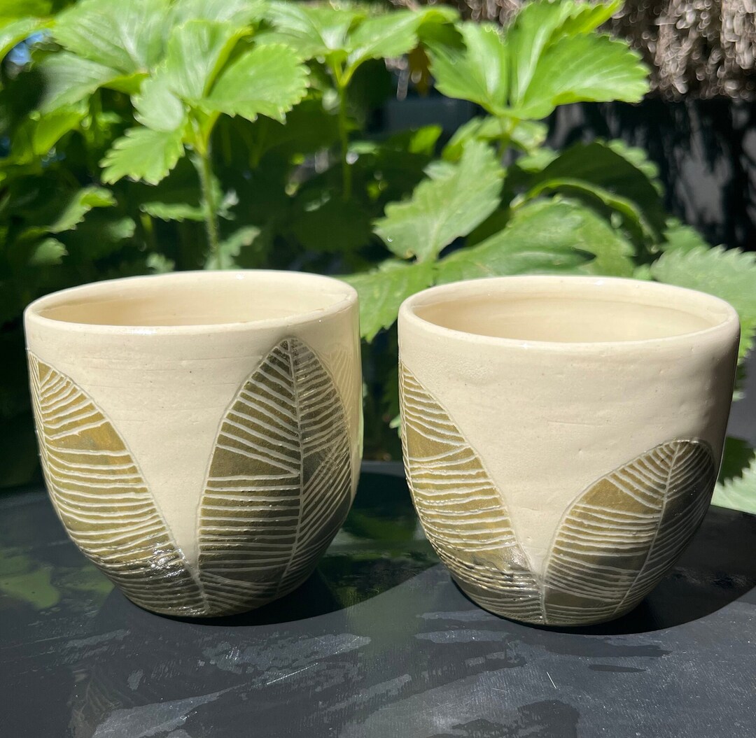 Two Leaf Inspired Handless Mugs/tumblers - Etsy