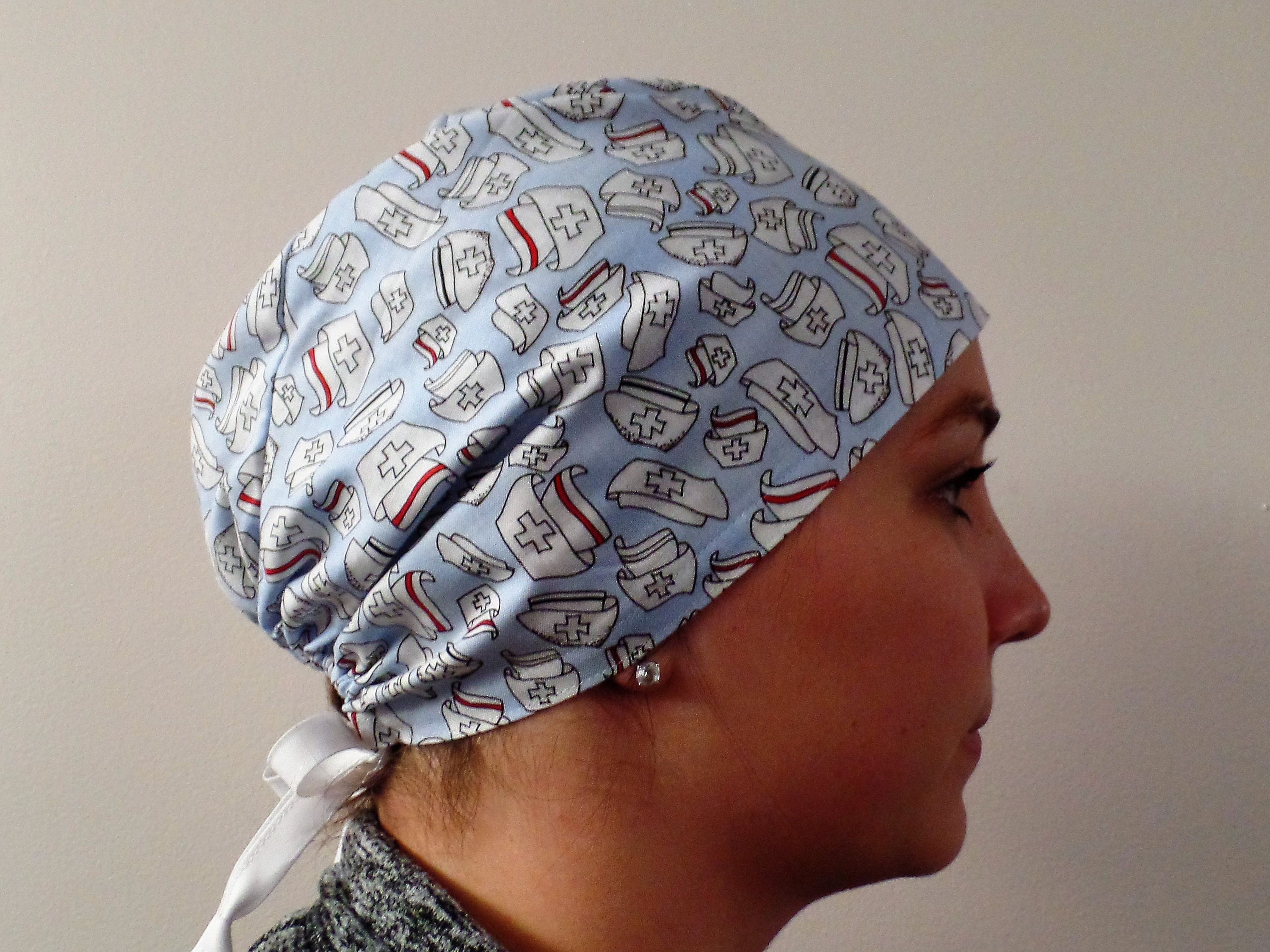 Nurses Hats Scrub Cap Nursing Hats Fabric Nurse Blue Scrub Head One 