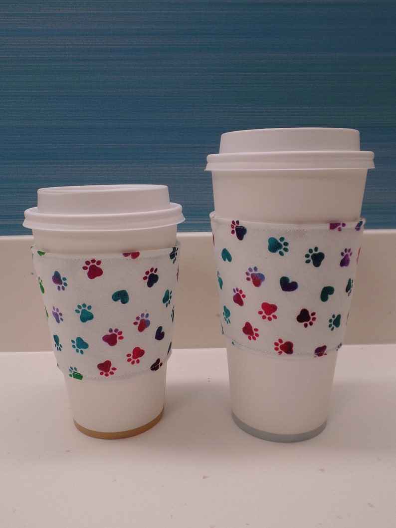 Paw Prints Coffee Cozy, Animal Paw Print Coffee Cozy, Puppies Dogs ...