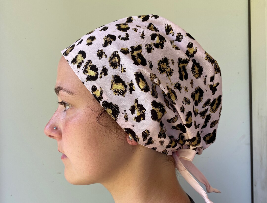 Pink Leopard Cheetah Surgical Scrub Cap,pink Cheetah Fabric,adjustable ...