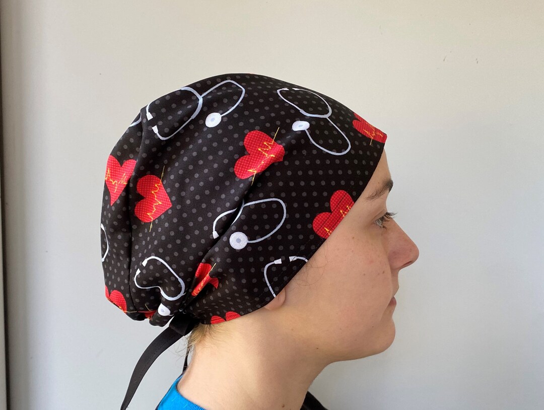 Monogrammed Stethoscope Scrub Hat, Surgeon Stethoscope Fabric Scrub Hat ...