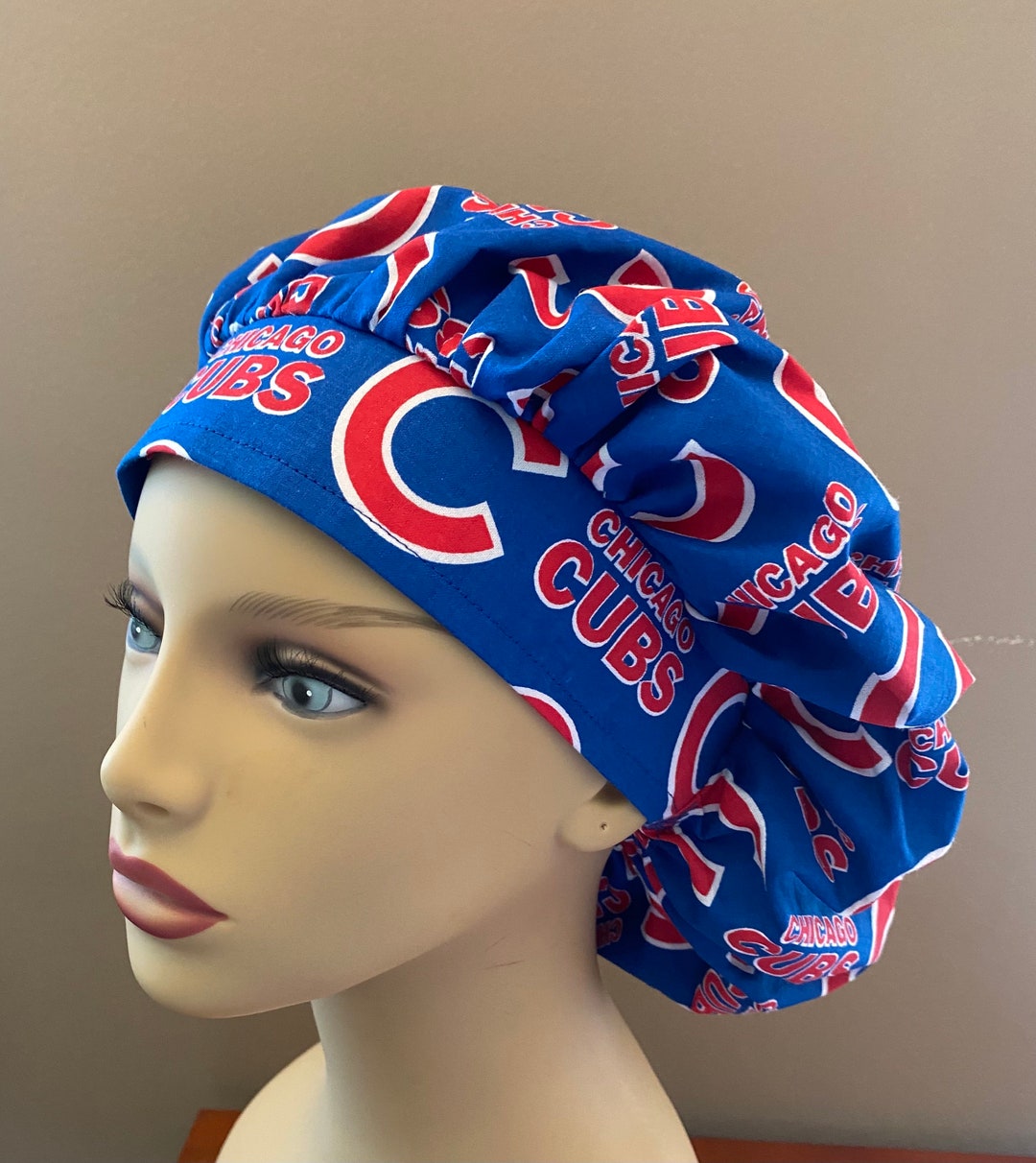 Bouffant Scrub Head Hat Made From Chicago CHI Cubs MLB Fabric Surgical ...