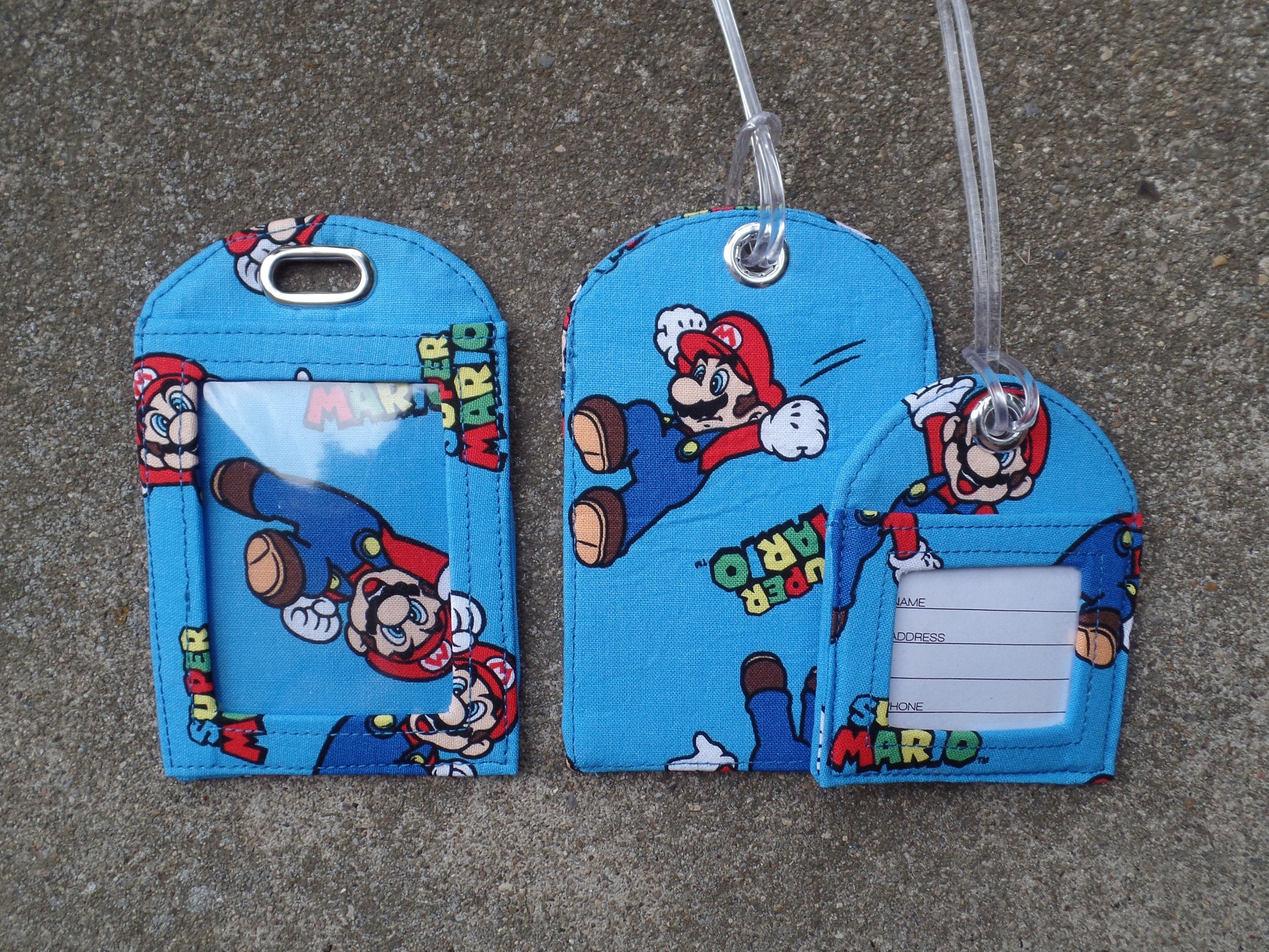 Mario Work ID Badge Protector Holder Luggage Tags made from Super Hero ...