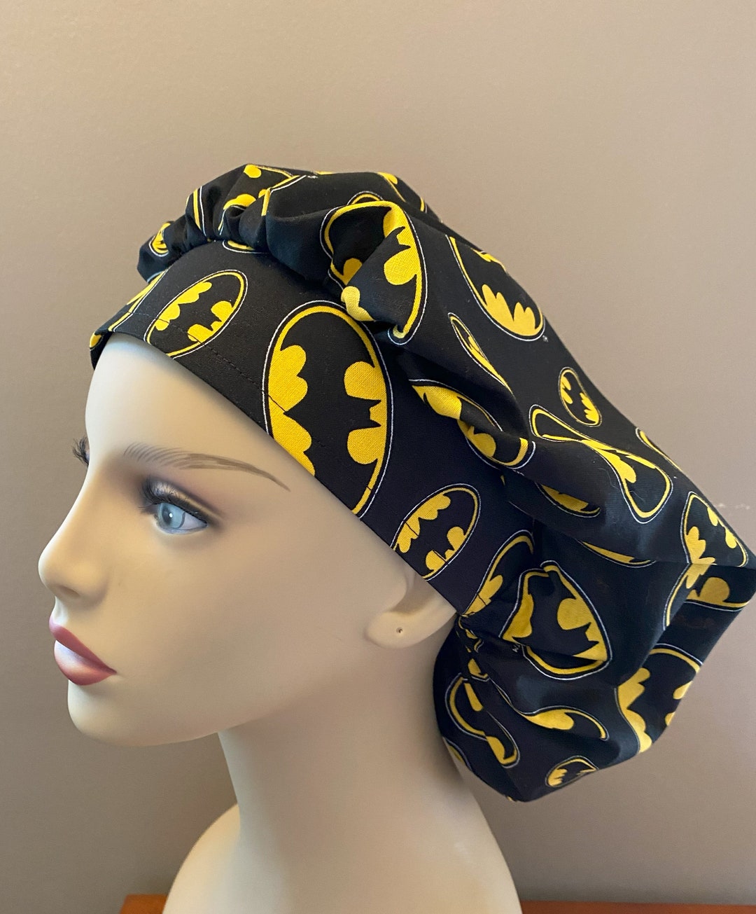 Monogrammed Batman Fabric Bouffant Cap, Batman Fabric Bouffant Scrub ...