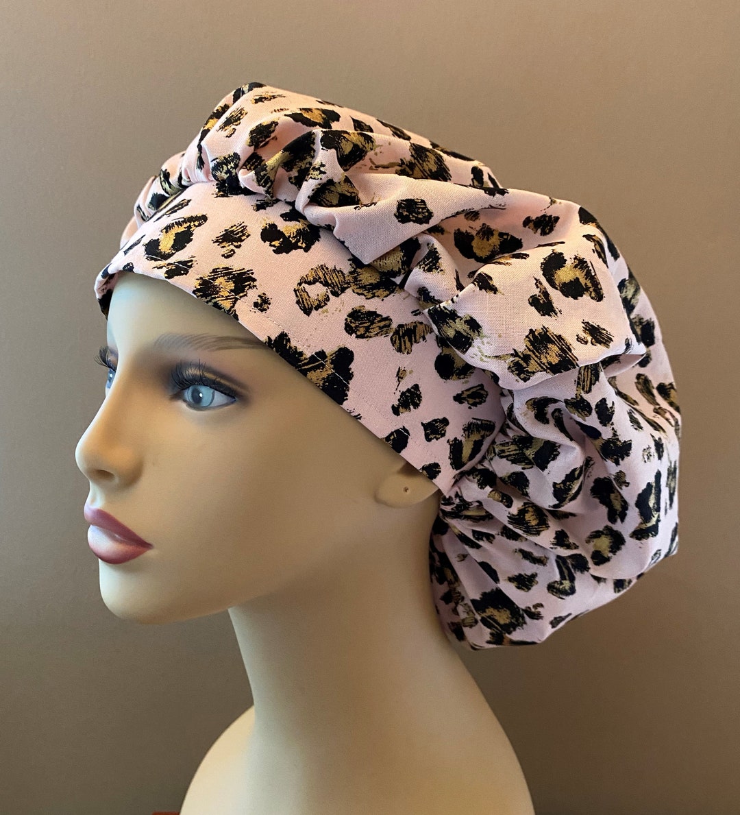 Pink Leopard Bouffant Scrub Cap, Pink Leopard Glasses Case, Leopard ...
