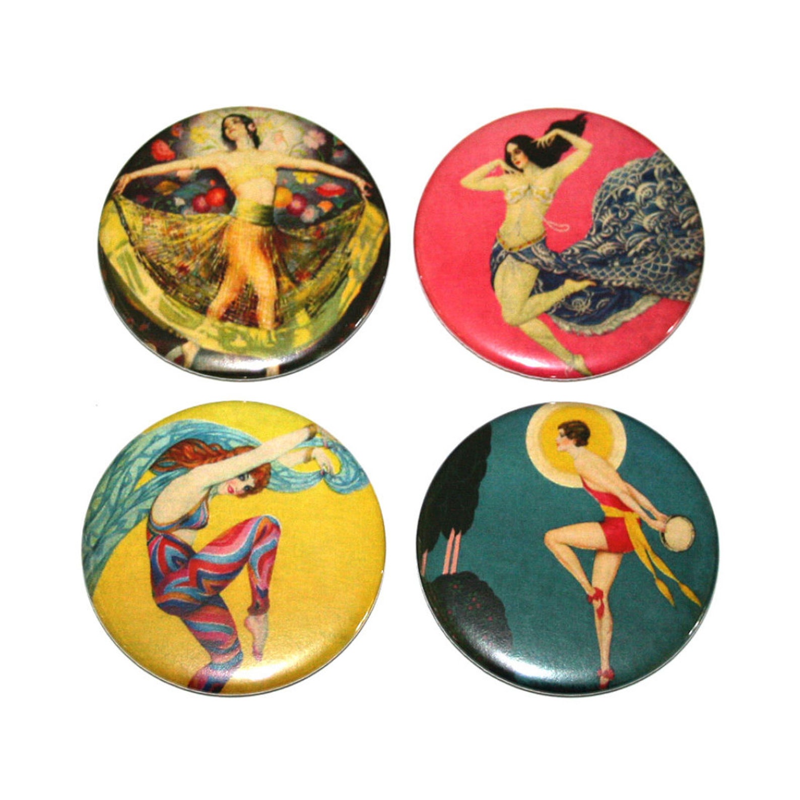 Art Deco Dancers Set of 4 Large Fridge Magnets - Etsy