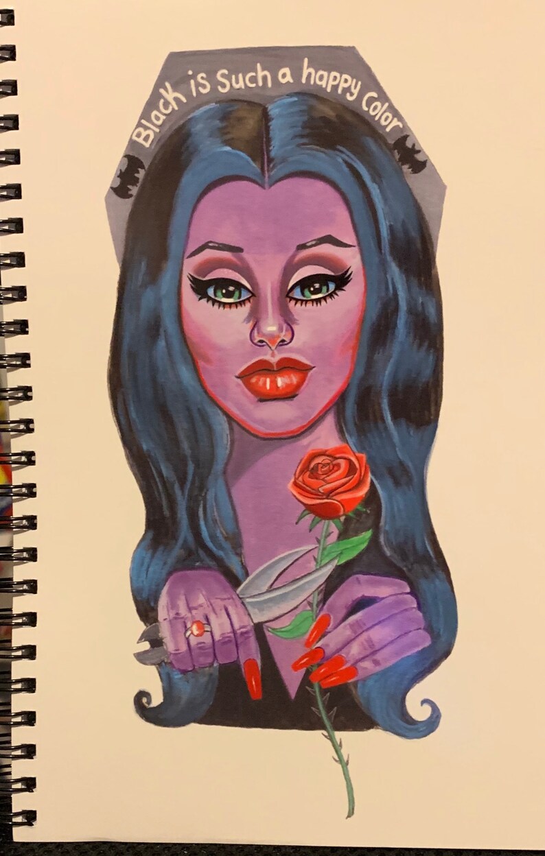 Illustrated Notebooks wednesday Morticia Addams and Lydia - Etsy