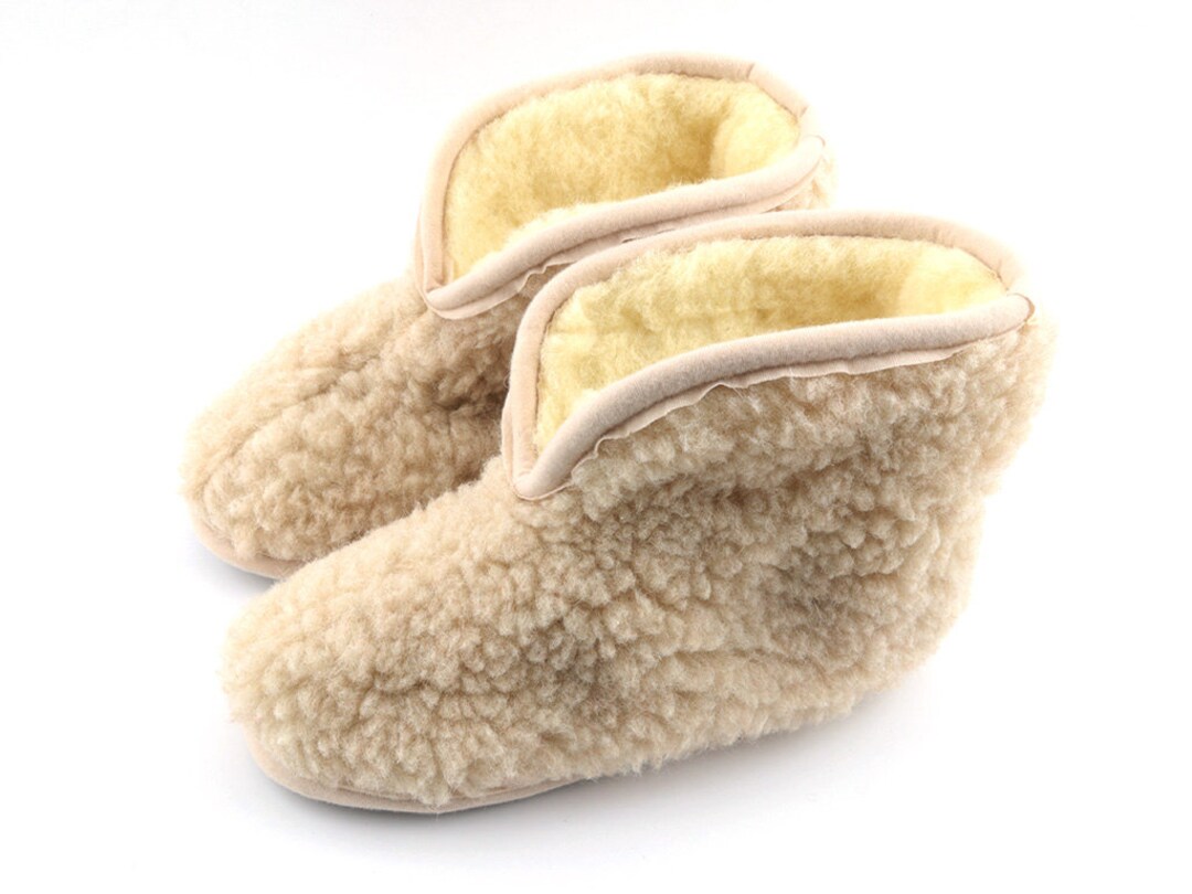 High Boots Wool Slippers Women Ladies Booties Ankle Beige Color Natural ...