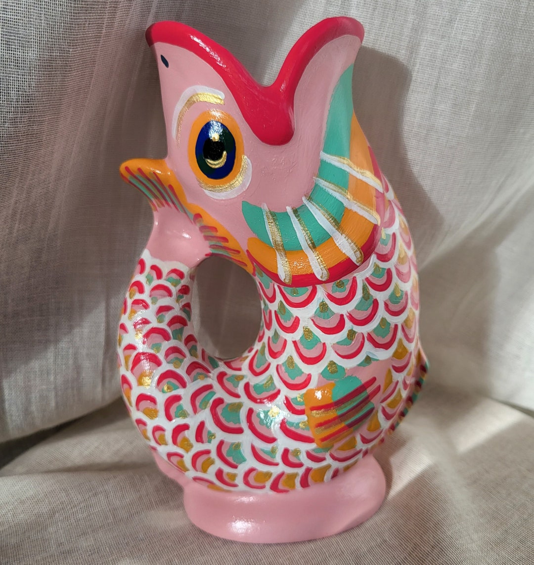 Hand Painted, Upcycled Fish Vase - Etsy