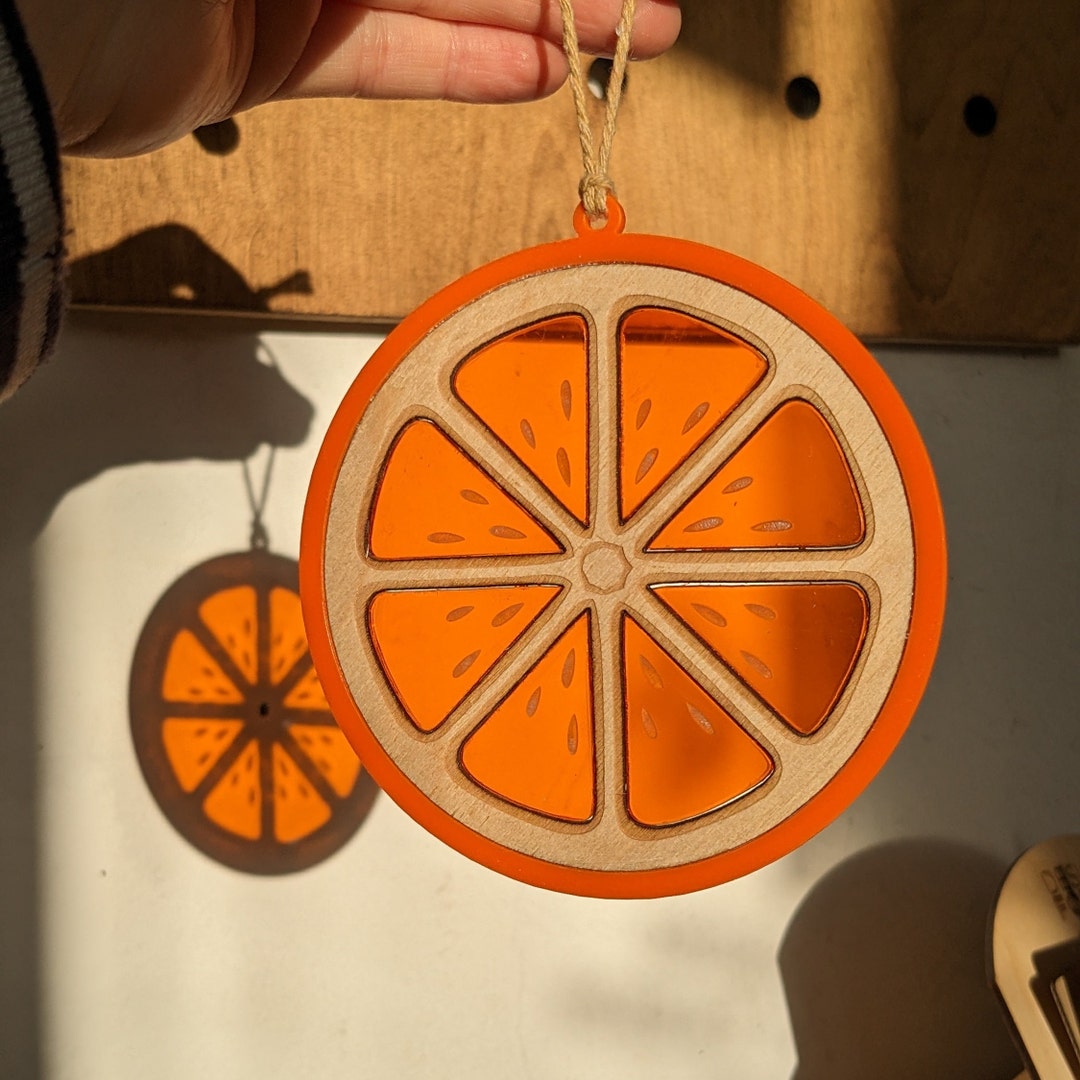 Orange Sun Catcher Window Hanging Laser Cut Stained Glass Acrylic Wall ...