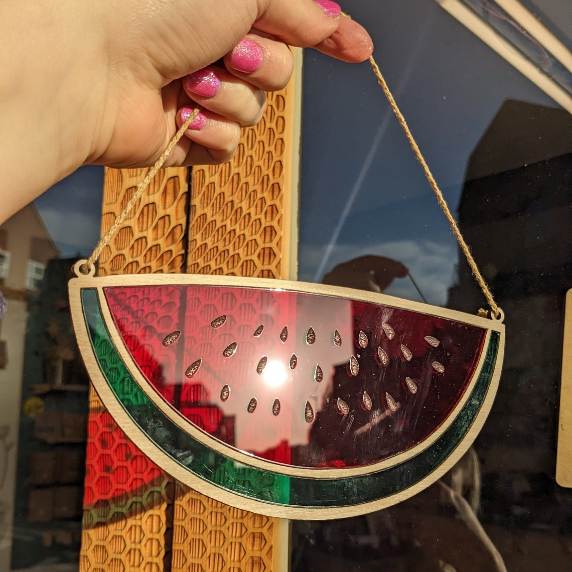 Watermelon Sun Catcher Window Hanging Laser Cut Stained Glass Acrylic ...