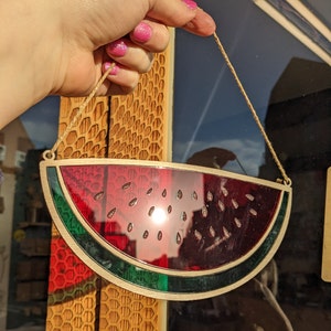 Watermelon Sun Catcher Window Hanging Laser Cut Stained Glass Acrylic ...