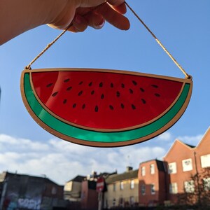Watermelon Sun Catcher Window Hanging Laser Cut Stained Glass Acrylic ...