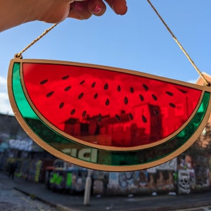 Watermelon Sun Catcher Window Hanging Laser Cut Stained Glass Acrylic ...