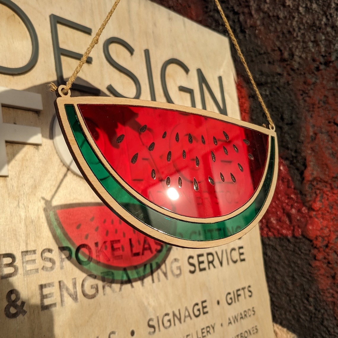 Watermelon Sun Catcher Window Hanging Laser Cut Stained Glass Acrylic ...