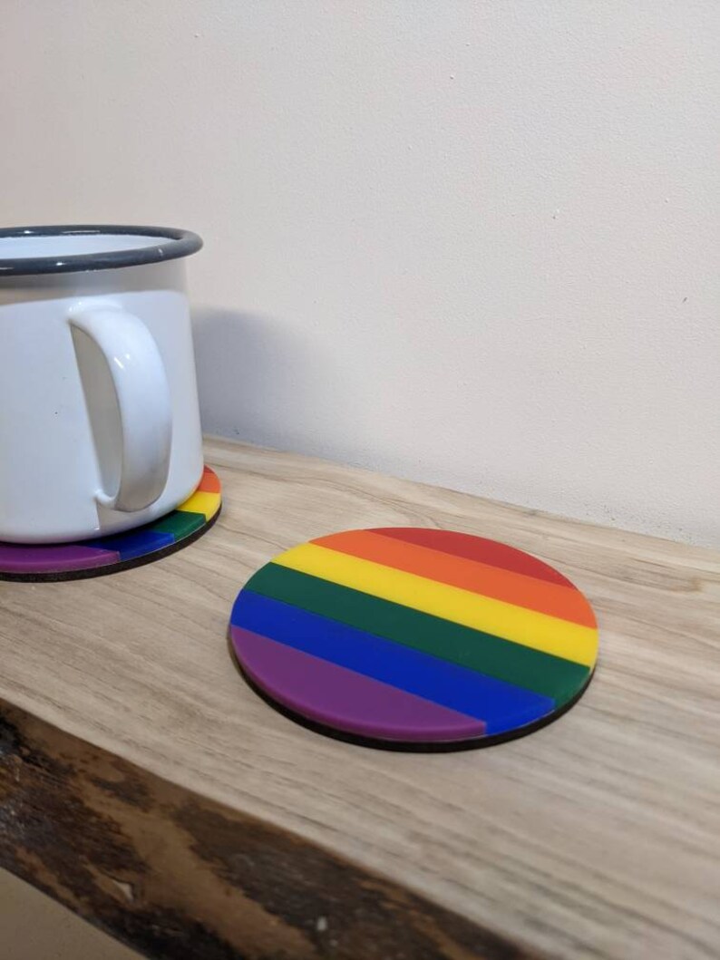 Gay Pride Flag Rainbow Coasters Heart Circle Square - Etsy UK