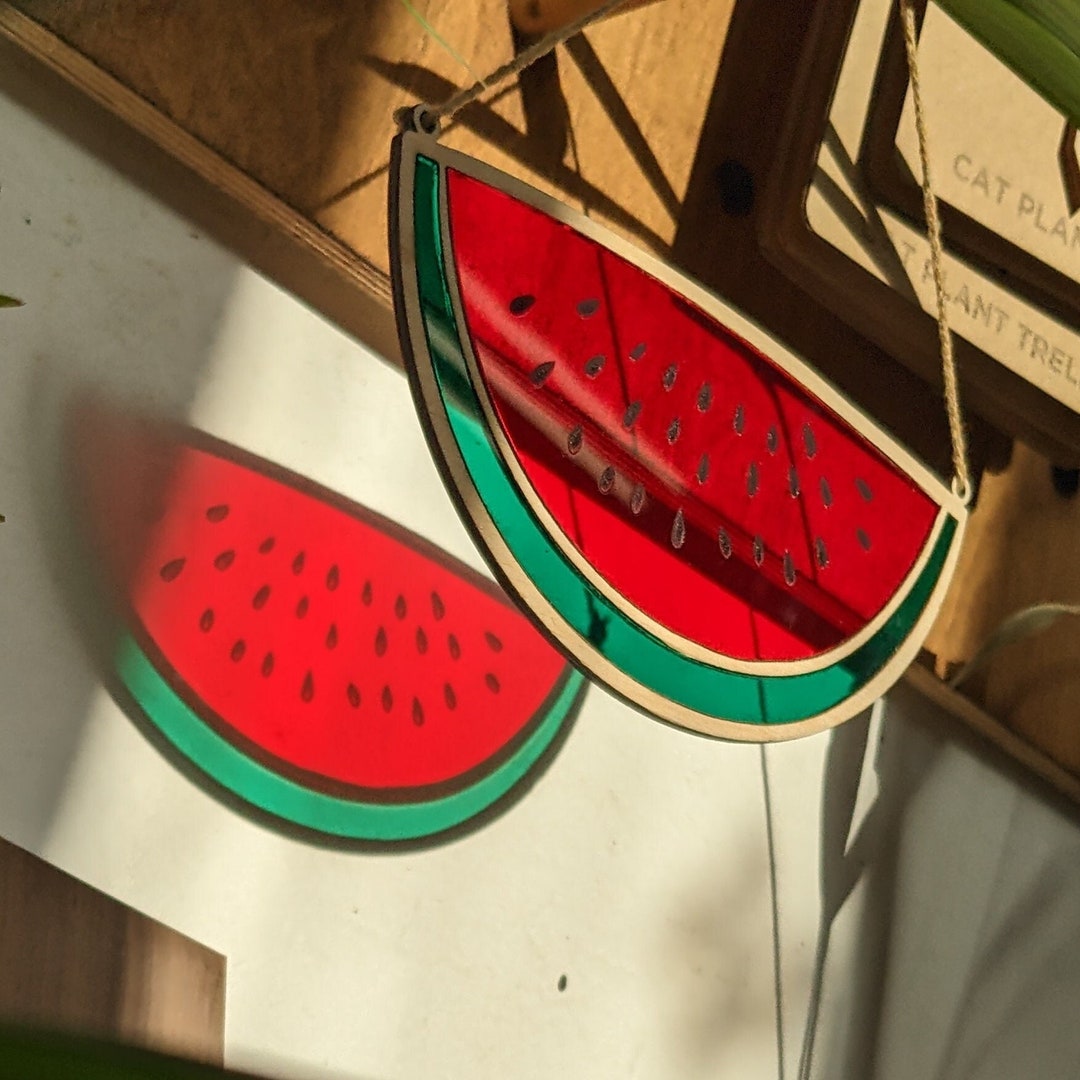 Watermelon Sun Catcher Window Hanging Laser Cut Stained Glass Acrylic ...