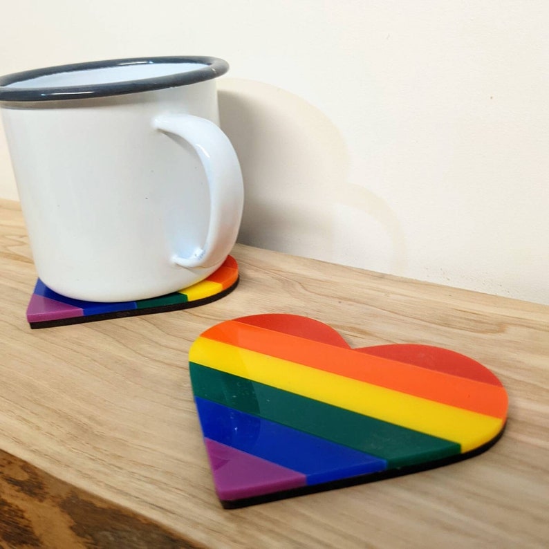 Gay Pride Flag Rainbow Coasters Heart Circle Square - Etsy UK