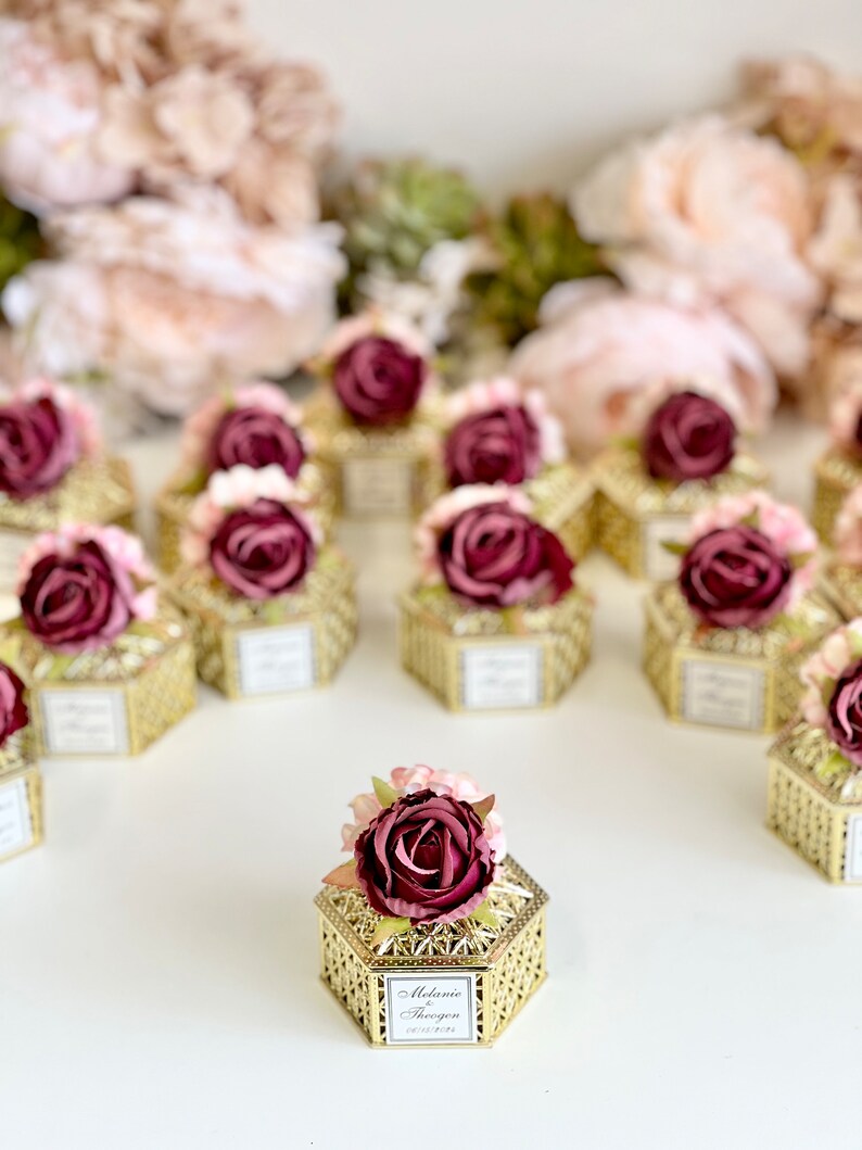 10 Pcs Burgundy Wedding Favors Boxes for Guests, Custom Favors, Luxury ...