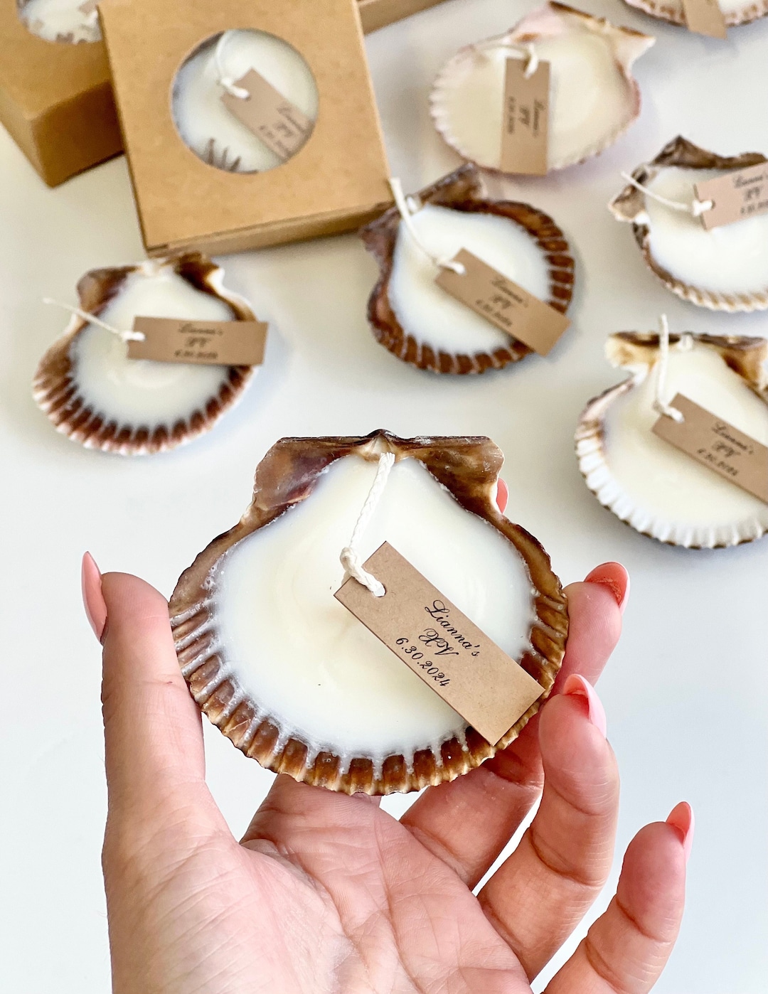 5 Pcs Beach Wedding Sea Shell Candle Favors, Wedding Favors for Guests ...