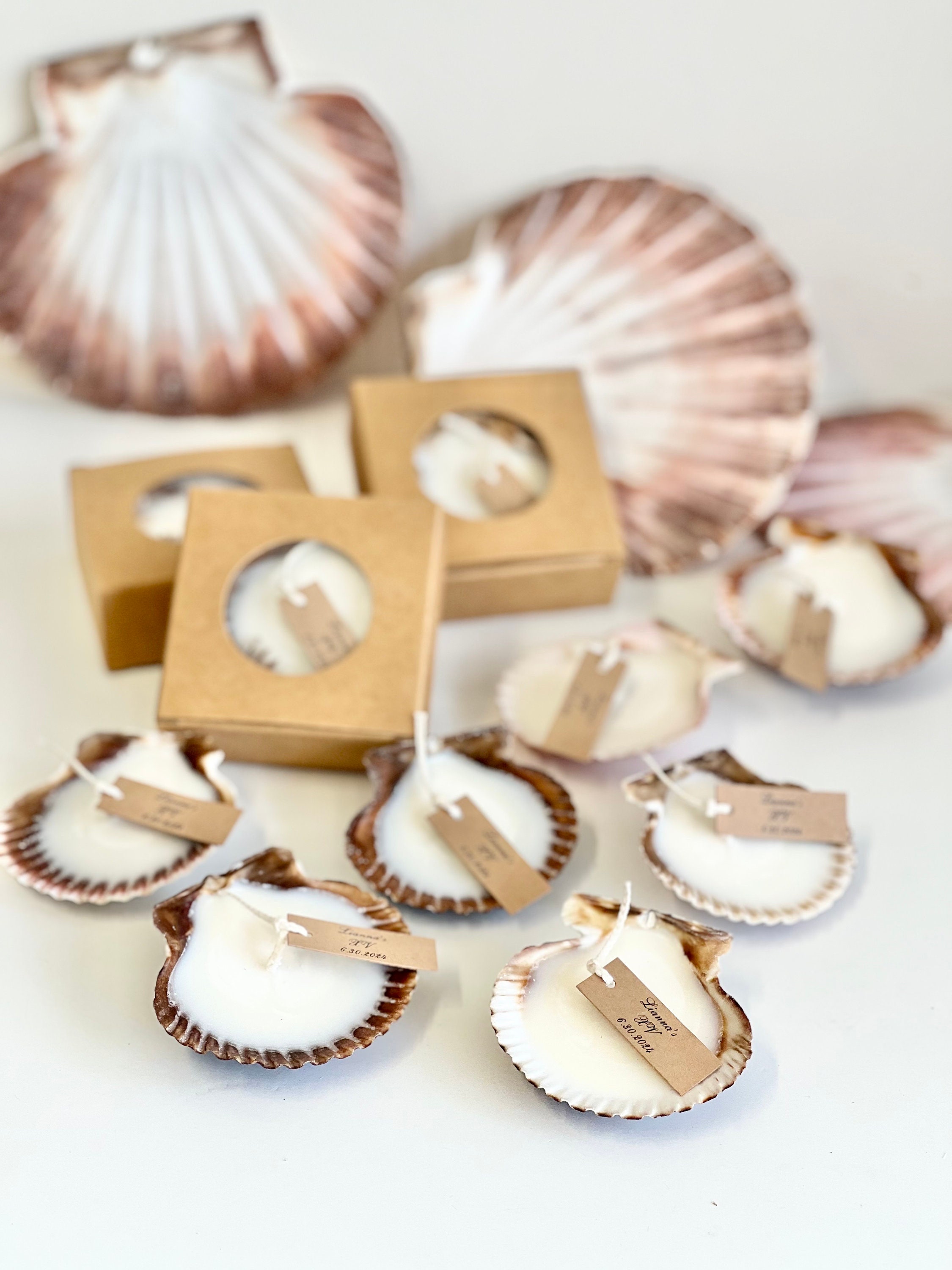 5 Pcs Beach Wedding Sea Shell Candle Favors, Wedding Favors for Guests ...