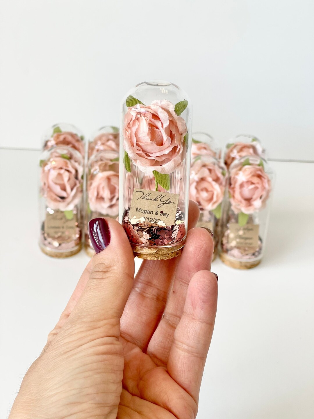 10 Pcs Peach Wedding Favors for Guests, Rose Dome Favors, Personalized ...