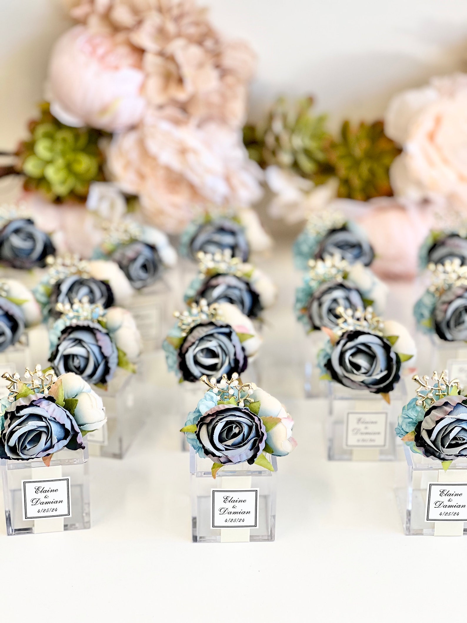 Dusty Blue Wedding Favors for Guests, Luxury Favors Candy Box, Elegance ...