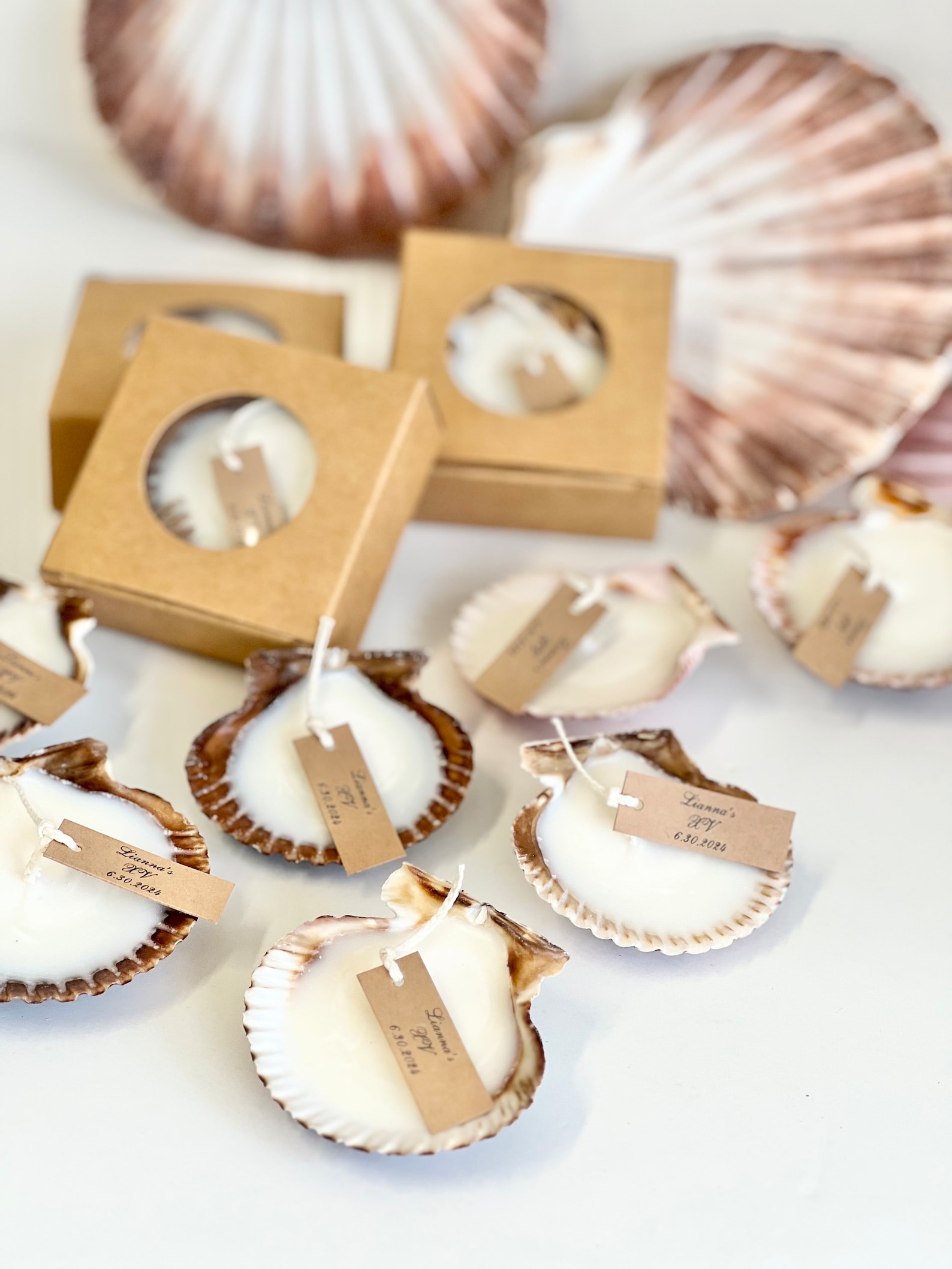 5 Pcs Beach Wedding Sea Shell Candle Favors, Wedding Favors for Guests ...