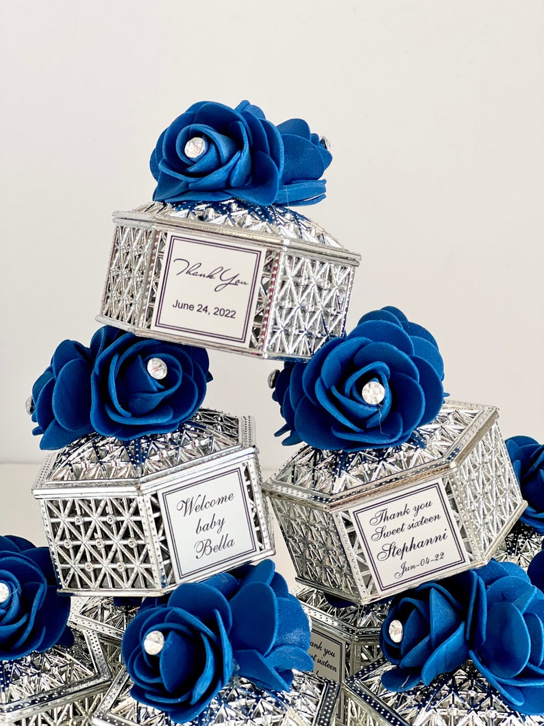 10 Pcs Royal Blue Wedding Favors Boxes Favors Silver Boxes - Etsy