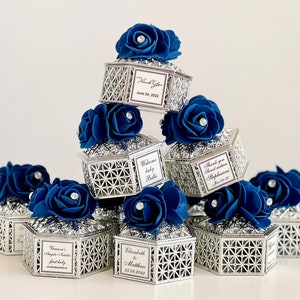 10 Pcs Royal Blue Wedding Favors Boxes for Guests, Engagement Party ...