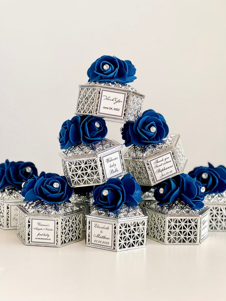 10 Pcs Royal Blue Wedding Favors Boxes Favors Silver Boxes - Etsy