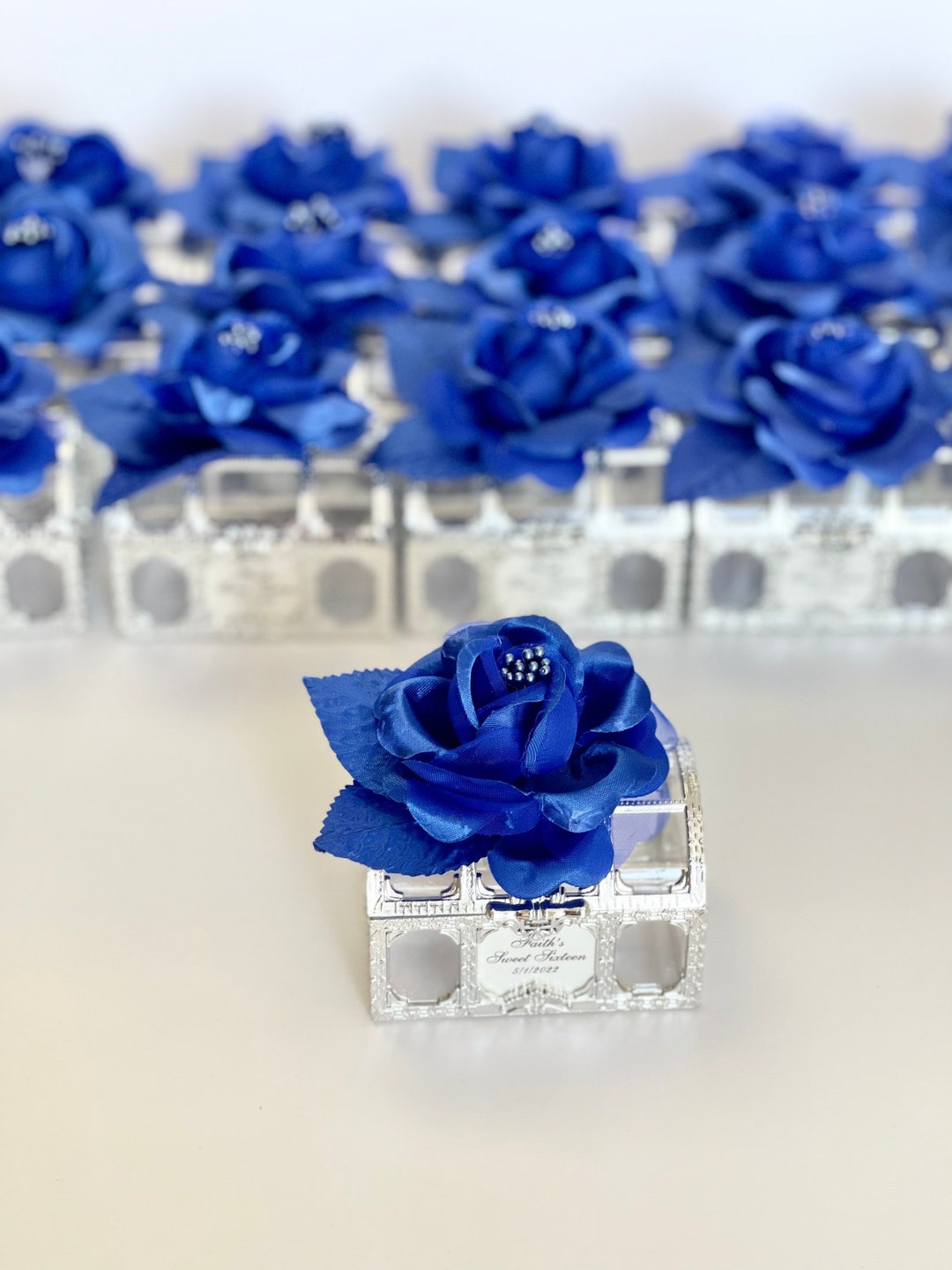 5 Pcs Royal Blue Favors for Guests, Personalized Wedding Favors Boxes ...