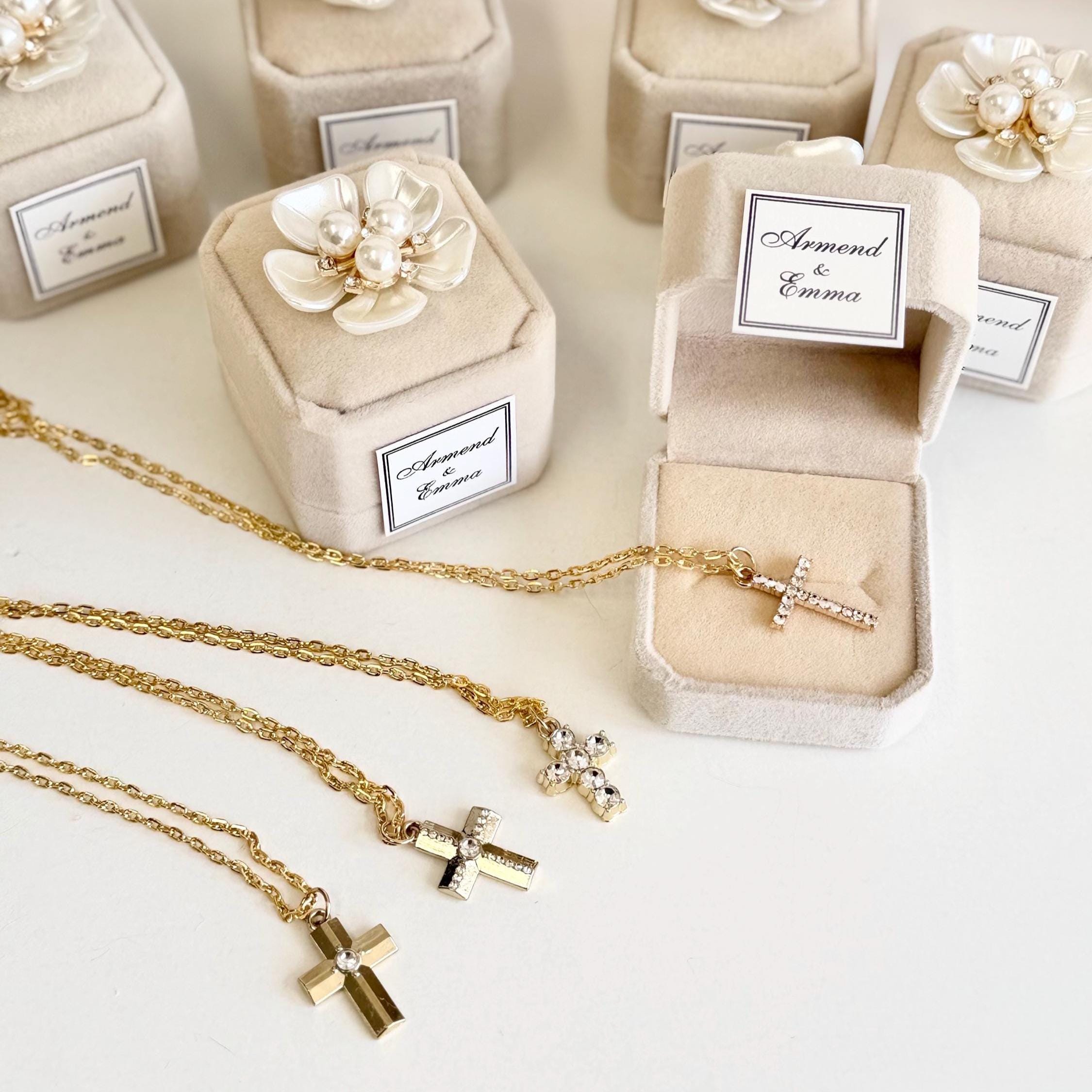Personalized Baptism Favor With Cross Necklace, Christening Guest Gift ...