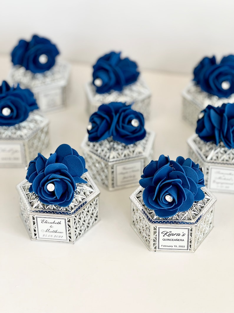 10 Pcs Royal Blue Wedding Favors Boxes for Guests, Engagement Party ...