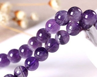 4mm-10mm Natural Amethyst Beads Grade AA Smooth Round 15.4 | Etsy