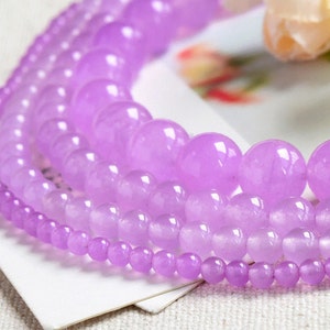 Natural Light Purple Jade Beads, Smooth Polished Round 4mm-12mm, 15.4 ...