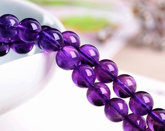 4mm-10mm Natural Amethyst Beads Grade AA Smooth Round 15.4 | Etsy