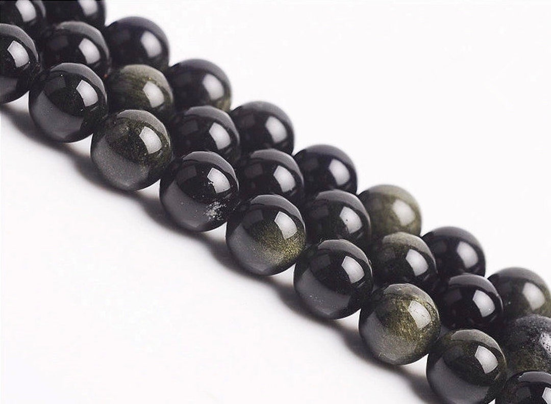 6mm-16mm Natural Gold Obsidian Beads, Smooth Round, 15.4 Inch Strand ...