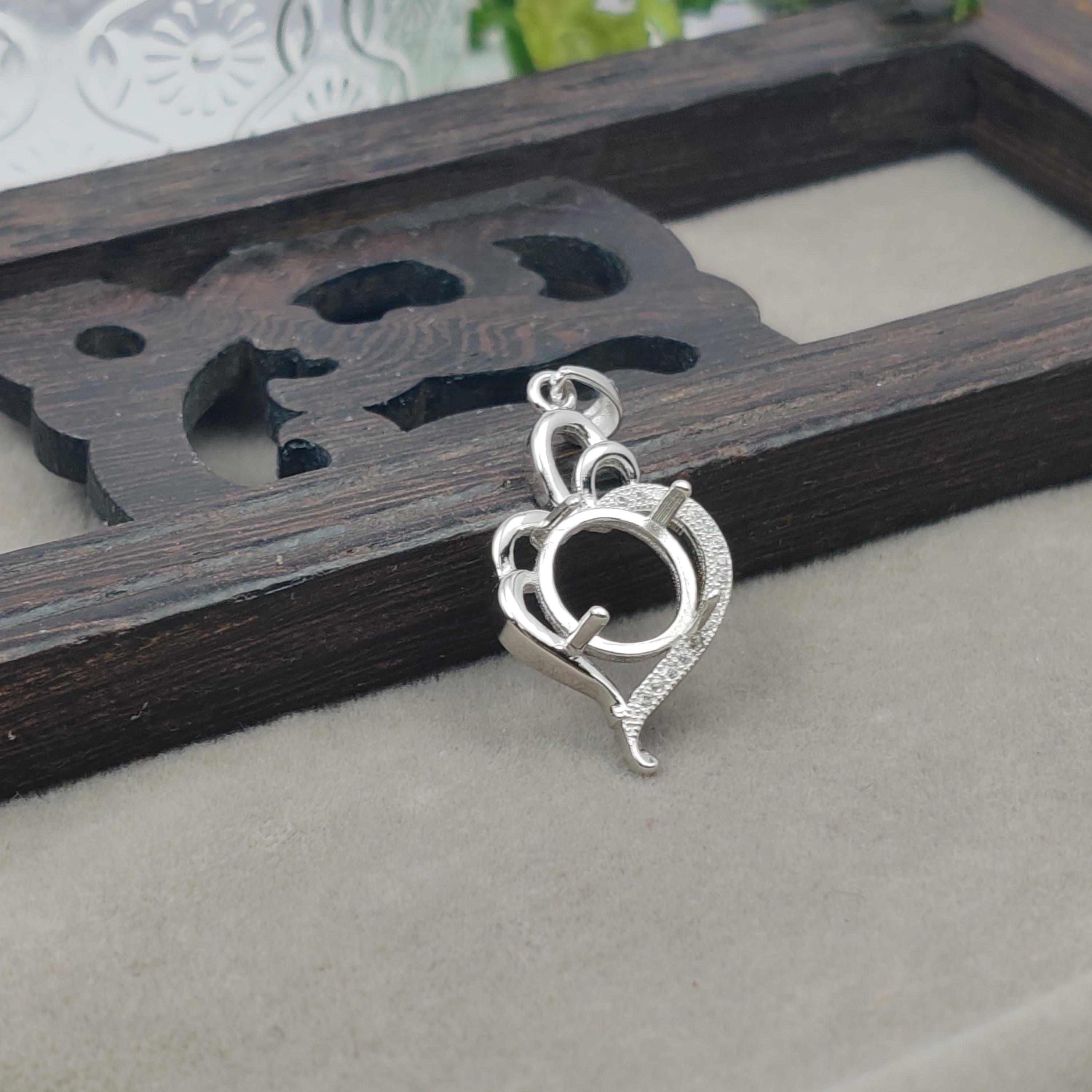 Pendant Blank (10x10mm Round Blank) White Gold Plated Sterling Silver ...